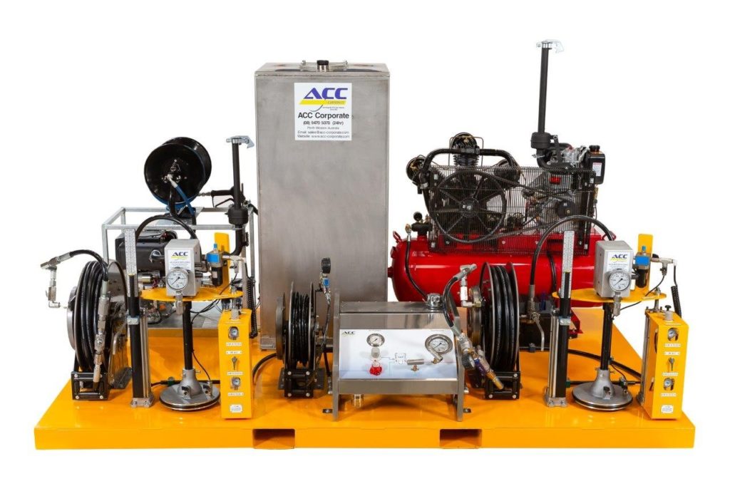 Greasing, pressure testing and washing skid built By ACC | ACC Corporate
